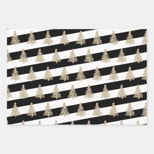 Elegant Christmas tree pattern striped Wrapping Paper Sheets | Zazzle
