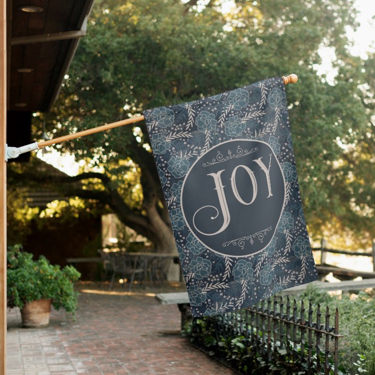 Elegant Christmas Typography JOY House Flag | Zazzle