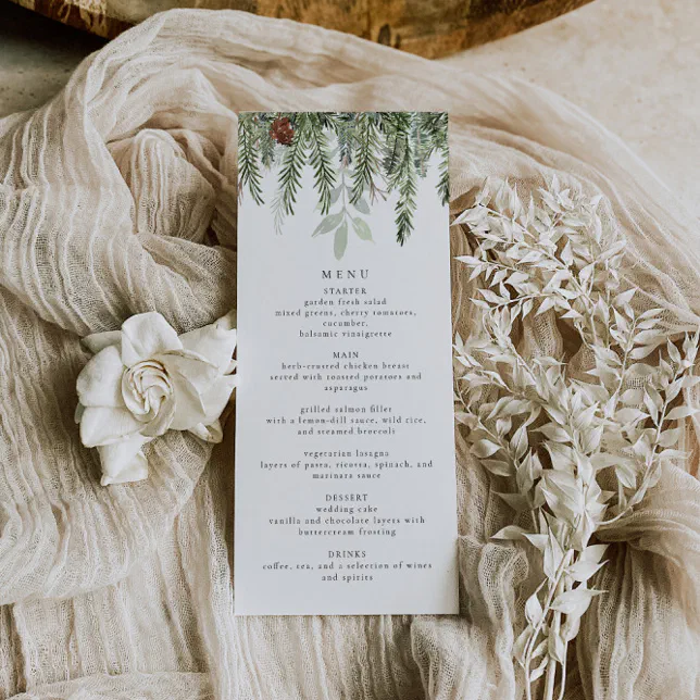 Elegant Christmas Wedding Dinner Menu | Zazzle
