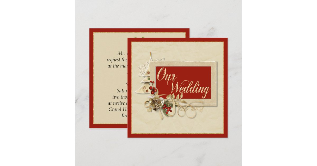 Elegant Christmas Wedding Invitation | Zazzle