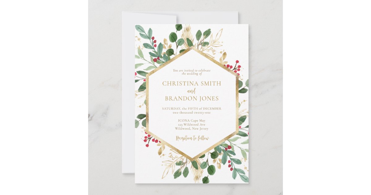 Elegant Christmas Wedding Invitation | Zazzle