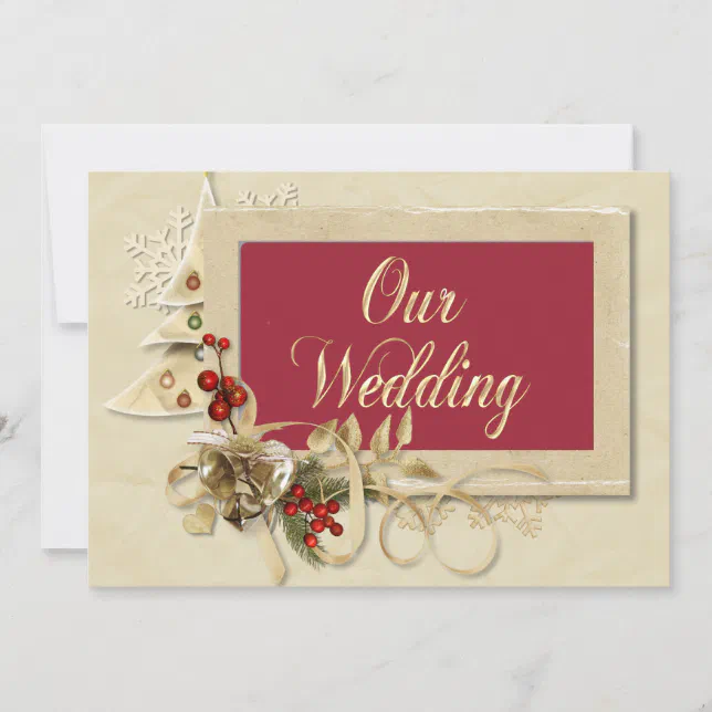 Elegant Christmas Wedding Invitation With Tree | Zazzle