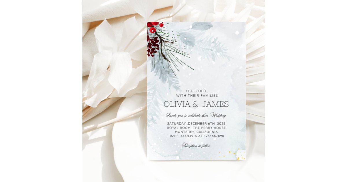 Elegant Christmas Wedding - Red and Green Party Invitation | Zazzle