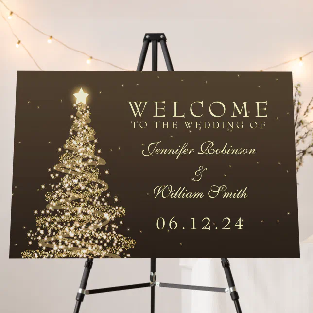 Elegant Christmas Welcome Wedding Gold Foam Board | Zazzle