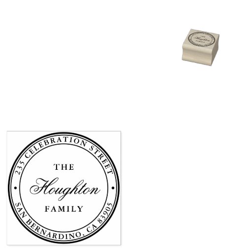Elegant Circular Return Address Rubber Stamp | Zazzle