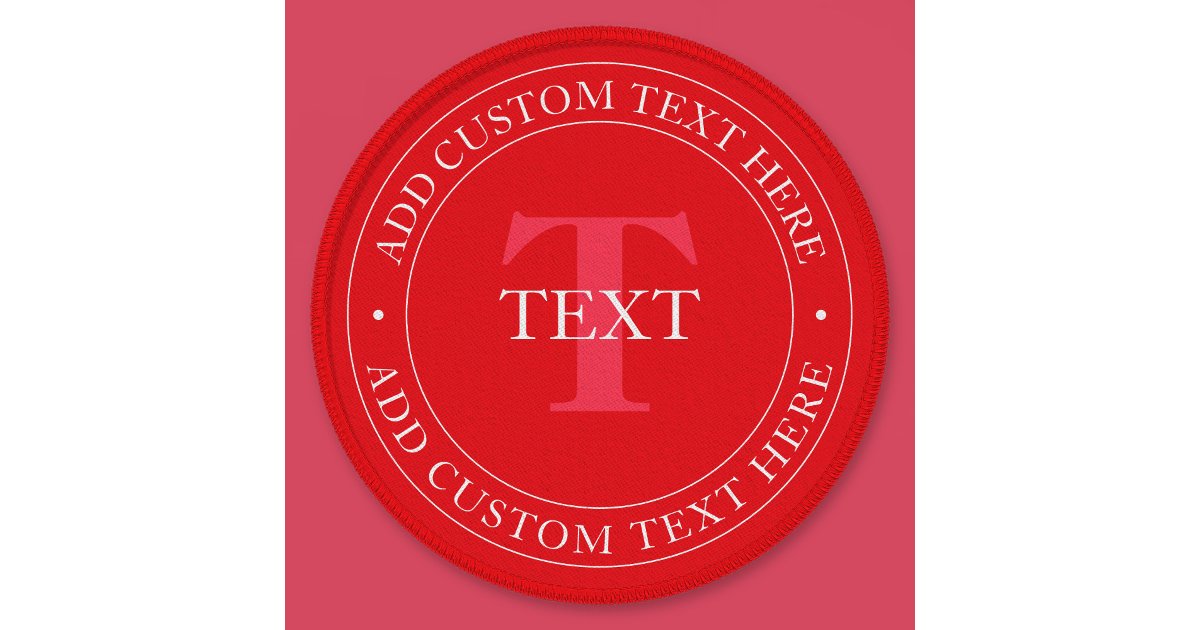 Elegant Circular Text Template Editable Red White Patch | Zazzle