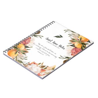Elegant Citrus Botanical Monogram Quiet Time Notebook | Zazzle