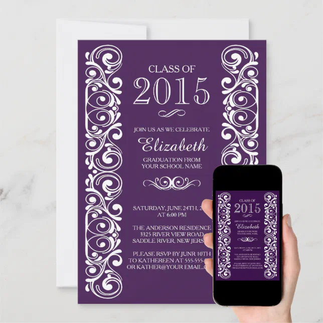 Elegant Class of 2015 Graduation Party Invitation | Zazzle