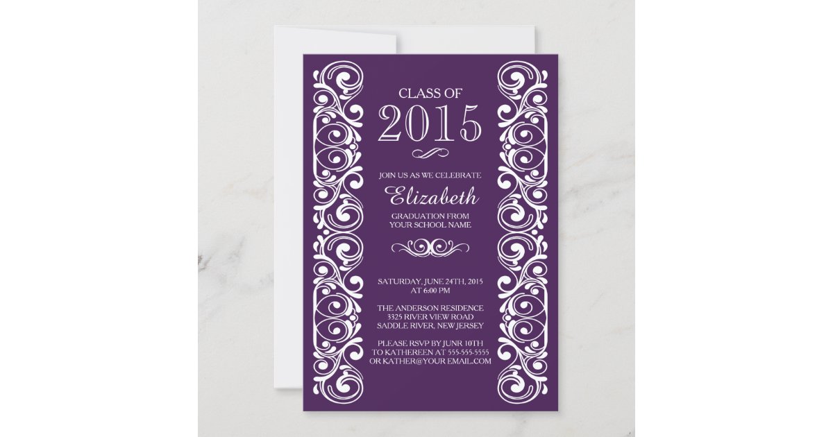 Elegant Class of 2015 Graduation Party Invitation | Zazzle
