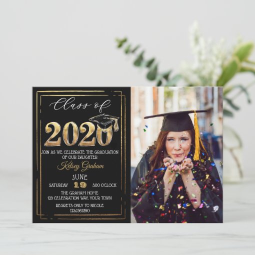 Elegant Class of 2020 Graduation Party Photo Invitation | Zazzle