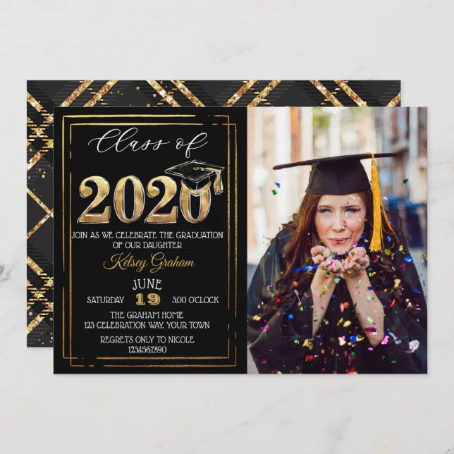 Elegant Class of 2020 Graduation Party Photo Invitation | Zazzle
