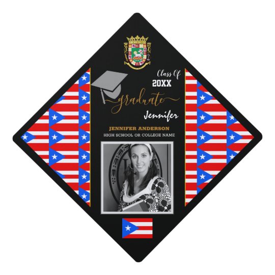 Elegant Class of 20XX, Photo & Puerto Rican Flag Graduation Cap Topper ...