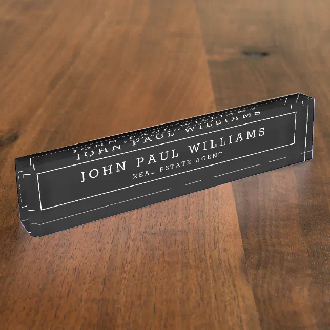 Elegant Classic Black Professional Name Job Title Desk Name Plate | Zazzle