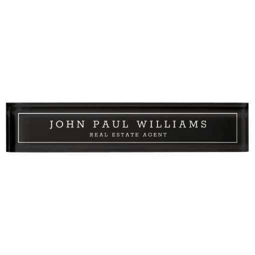 Elegant Classic Black Professional Name Job Title Desk Name Plate | Zazzle