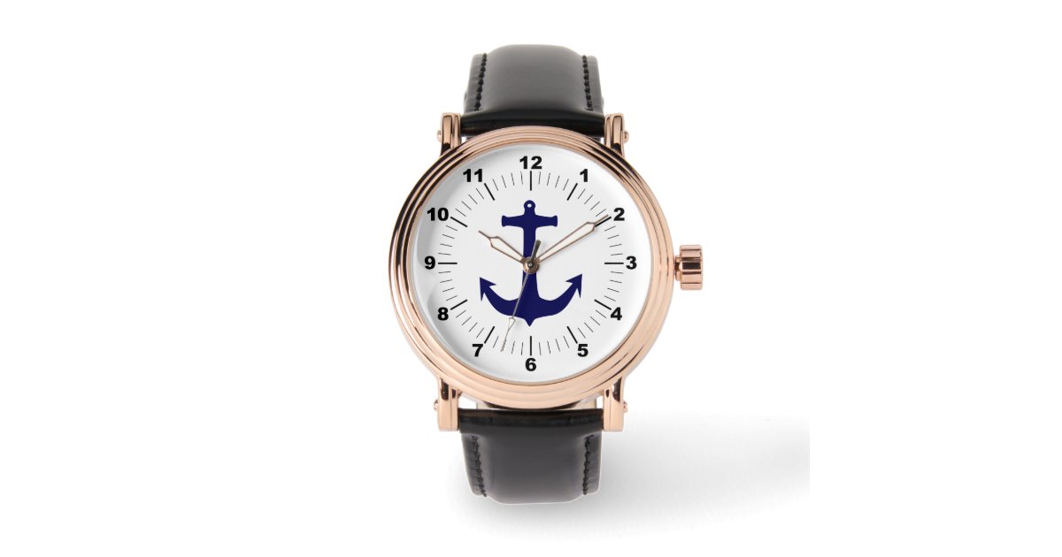 elegant classic Blue anchor Watch | Zazzle
