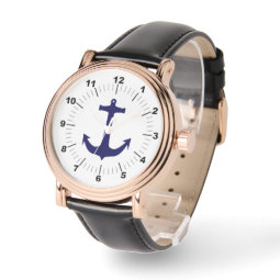 elegant classic Blue anchor Watch | Zazzle