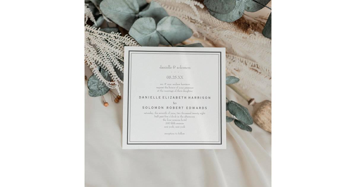 Elegant Classic Border Wedding Invitation | Zazzle