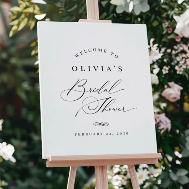 Elegant Classic Calligraphy Bridal Shower Sign | Zazzle