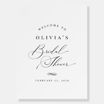 Elegant Classic Calligraphy Bridal Shower Sign | Zazzle
