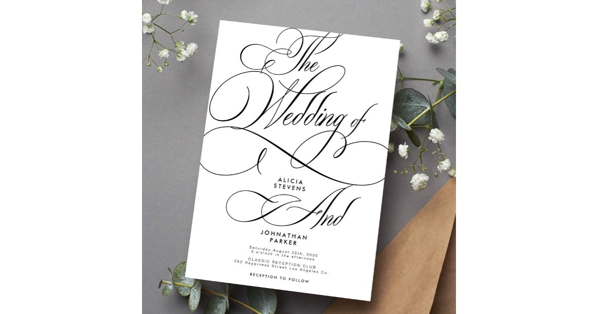 Elegant classic calligraphy script wedding invitation | Zazzle