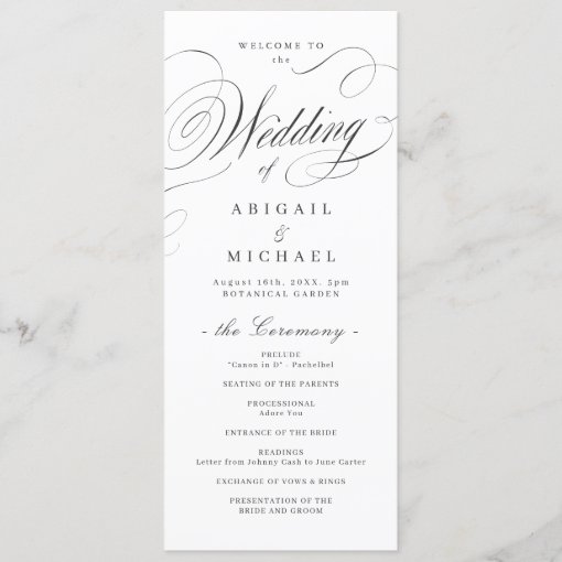 Elegant classic calligraphy vintage wedding program | Zazzle