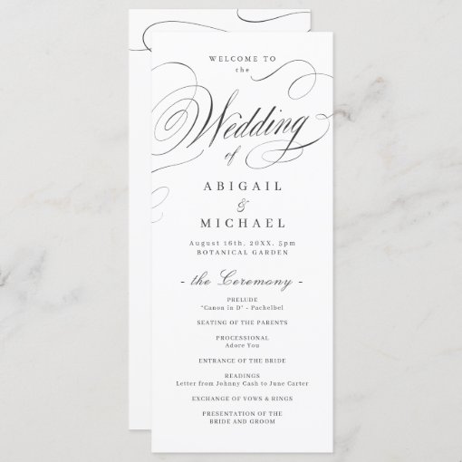 Elegant classic calligraphy vintage wedding program | Zazzle