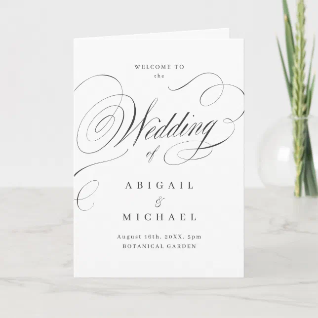Elegant classic calligraphy wedding program | Zazzle