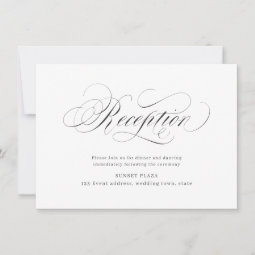 Elegant classic calligraphy wedding reception invitation | Zazzle