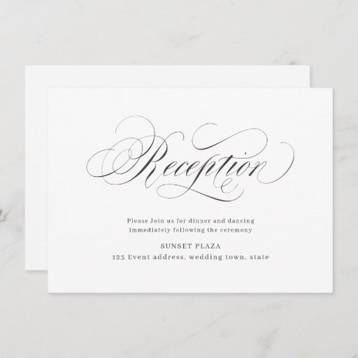 Elegant classic calligraphy wedding reception invitation | Zazzle