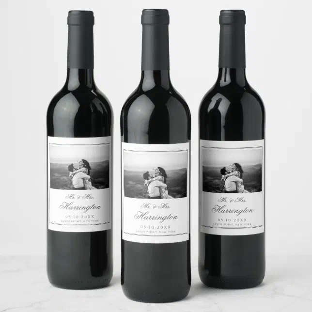 Elegant Classic Calligraphy Wedding Wine Label | Zazzle