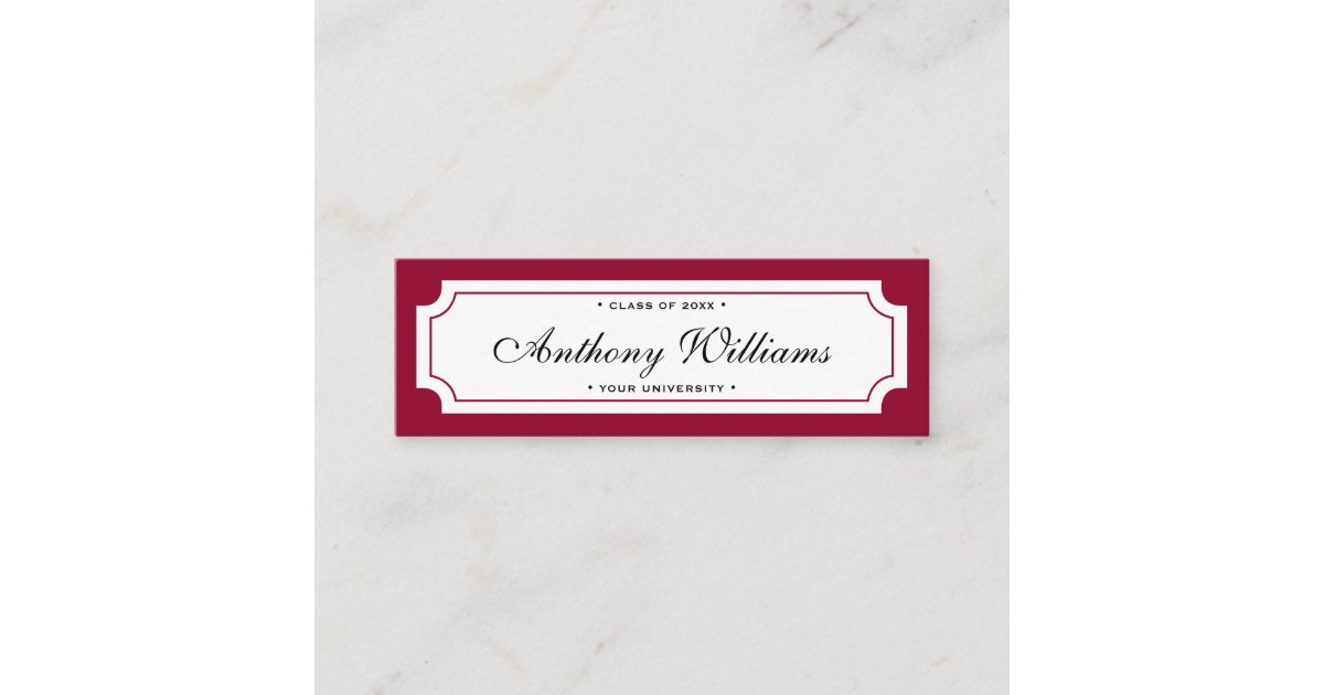 Elegant classic dark red graduation name card | Zazzle
