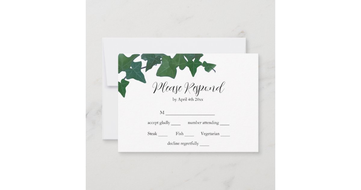 Elegant classic English Ivy calligraphy script RSVP Card | Zazzle