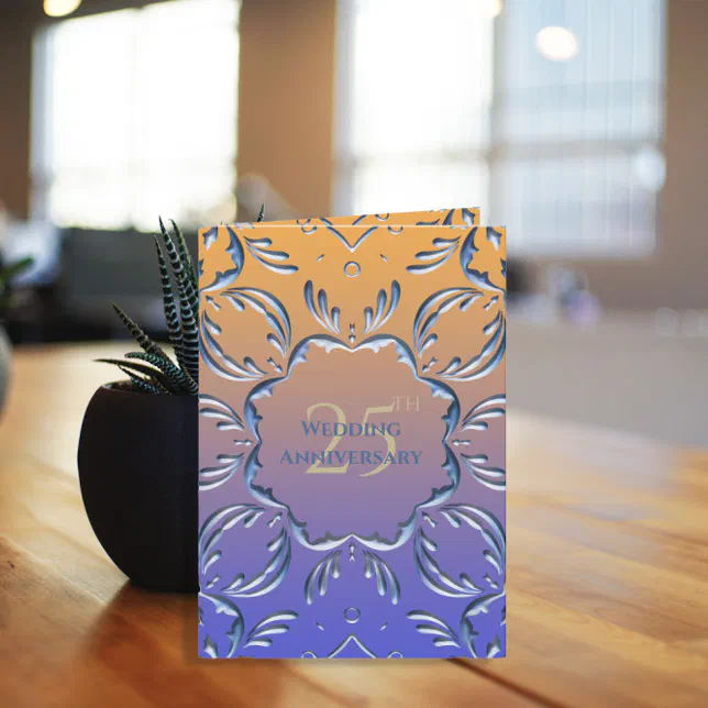 Elegant Classic Fancy 25th Wedding Anniversary Card | Zazzle