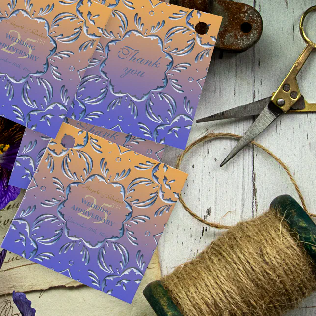 Elegant Classic Fancy 25th Wedding Anniversary Favor Tags | Zazzle