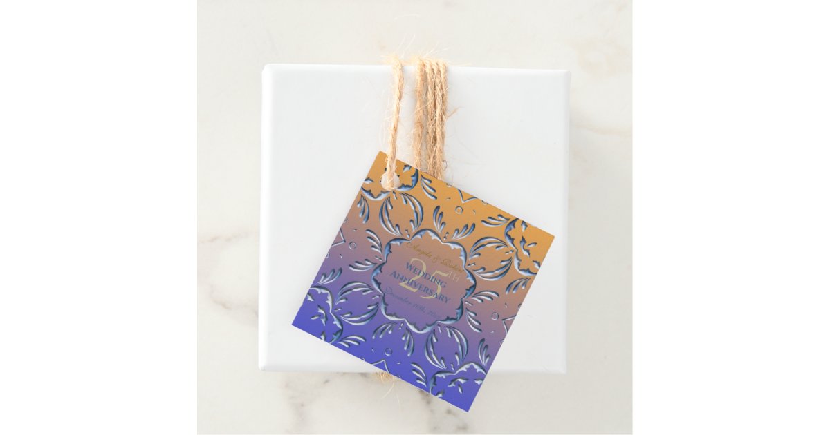 Elegant Classic Fancy 25th Wedding Anniversary Favor Tags | Zazzle
