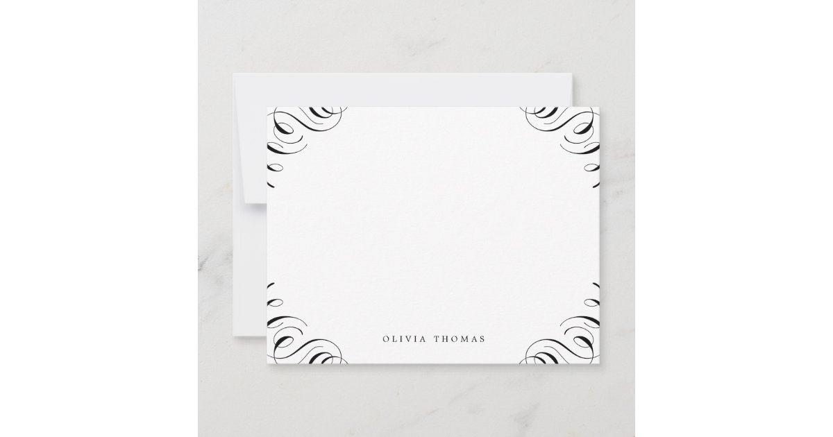 Elegant classic flourish personalized Stationery Note Card | Zazzle