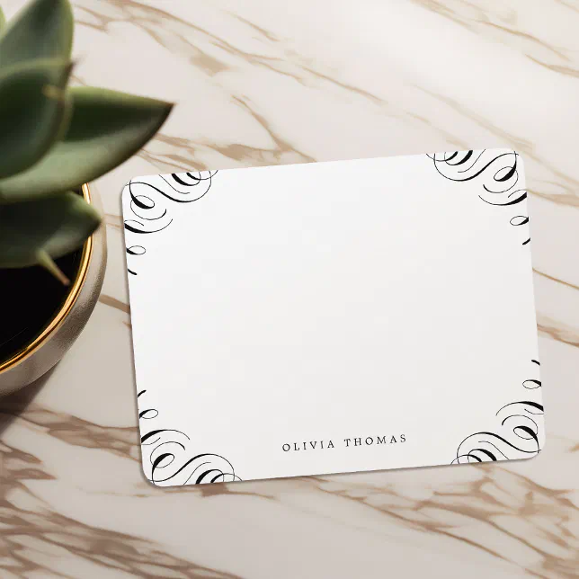 Elegant classic flourish personalized Stationery Note Card | Zazzle