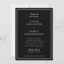 Elegant Classic Formal Black Frame Wedding Invitation | Zazzle
