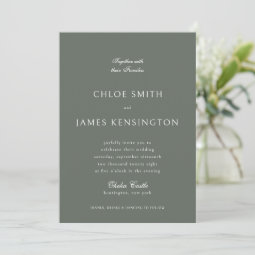 Elegant Classic Formal Dark Green Wedding Invitation | Zazzle