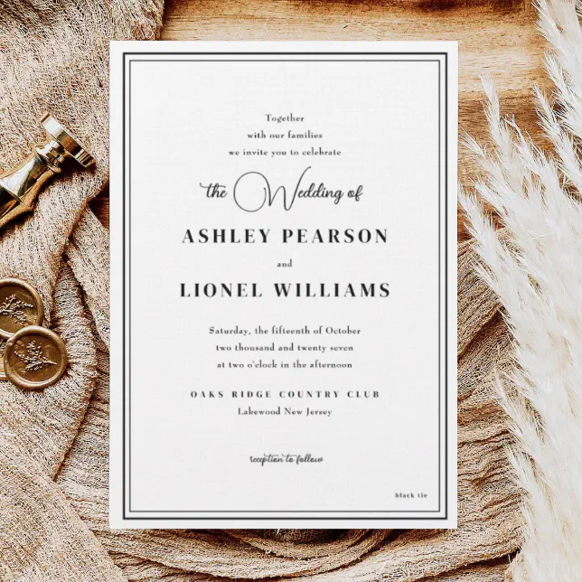 Elegant Classic Formal Script Simple Wedding Invitation | Zazzle