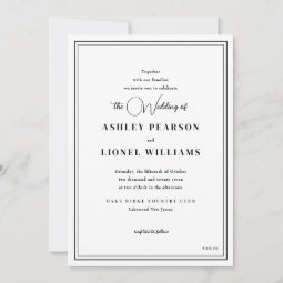 Elegant Classic Formal Script Simple Wedding Invitation | Zazzle