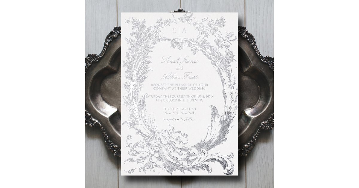 Elegant Classic French Rococo Floral Foil Invitation | Zazzle