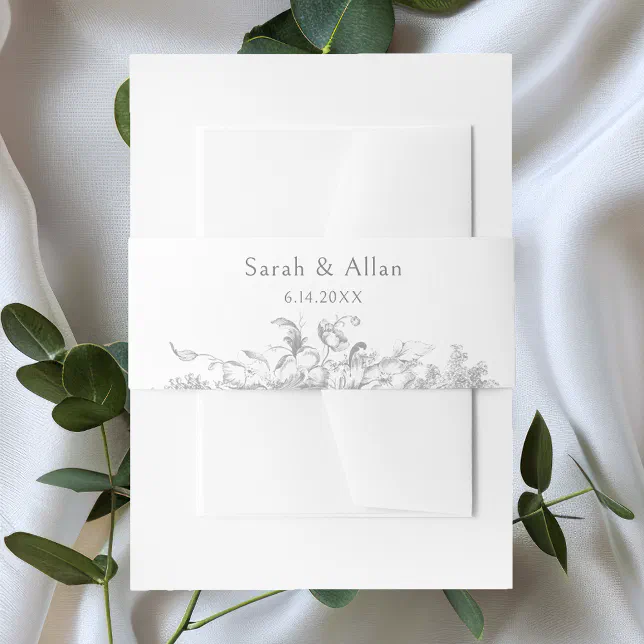 Elegant Classic French Rococo Floral Invitation Belly Band | Zazzle