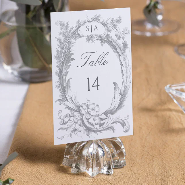 Elegant Classic French Rococo Floral Table Number | Zazzle