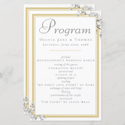 Elegant Classic Gold Frame Floral Wedding Program | Zazzle