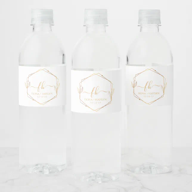 Elegant Classic Gold Monogrammed Initial Wedding Water Bottle Label ...