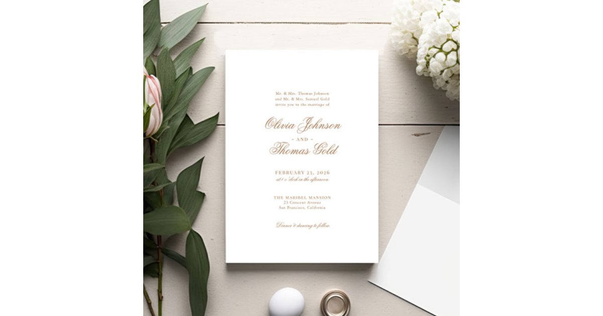 Elegant Classic Gold Traditional Wedding Invitation | Zazzle