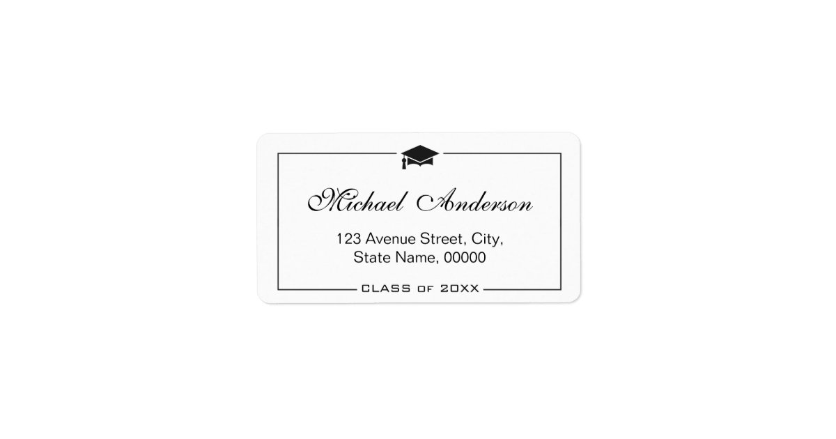 Elegant Classic Graduation Cap Grad Graduate Label | Zazzle