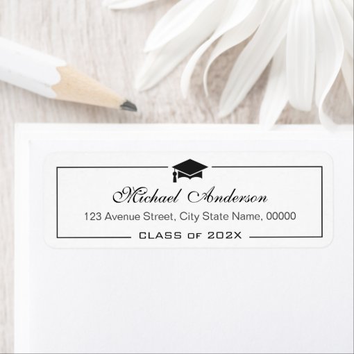 Elegant Classic Graduation Cap Grad Graduate Label | Zazzle