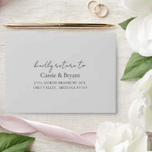 Elegant Classic Gray Wedding Invitation Envelope | Zazzle